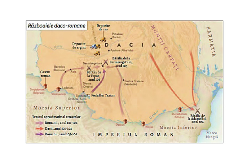 Războaiele daco-romane (Harta) | PDF