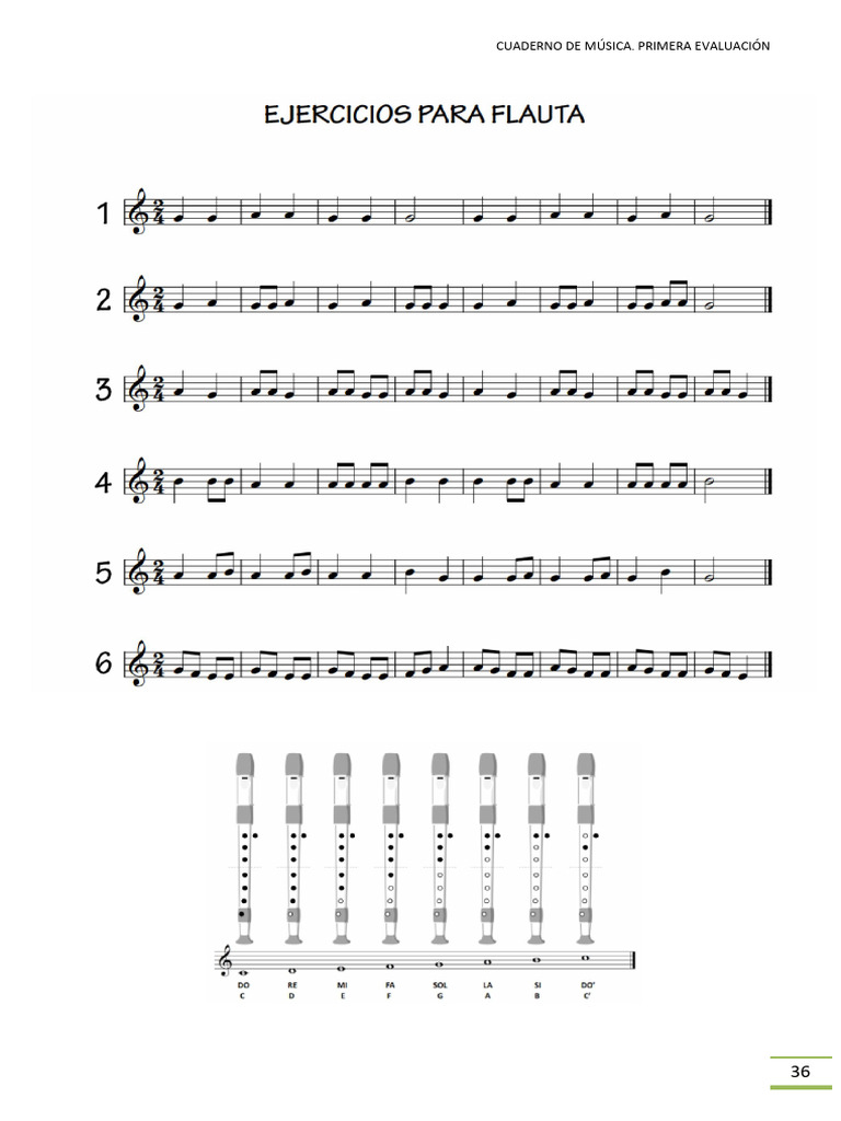 001 Ejercicios para Flauta 1 ESO | PDF