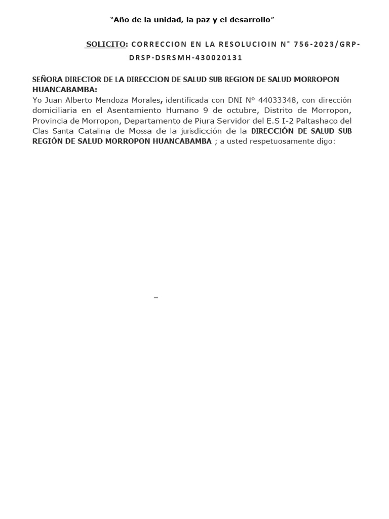 Solicito Correccion Resolucion de Nombramiento | PDF | Justicia ...