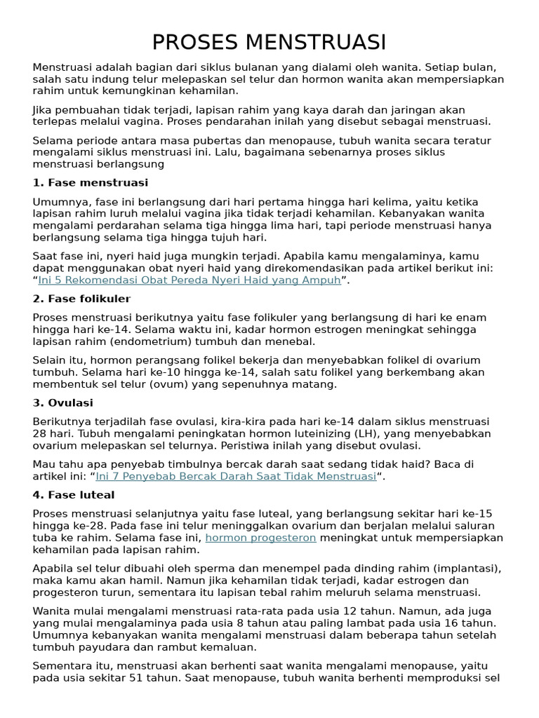 Proses Menstruasi | PDF | Sains & Matematika
