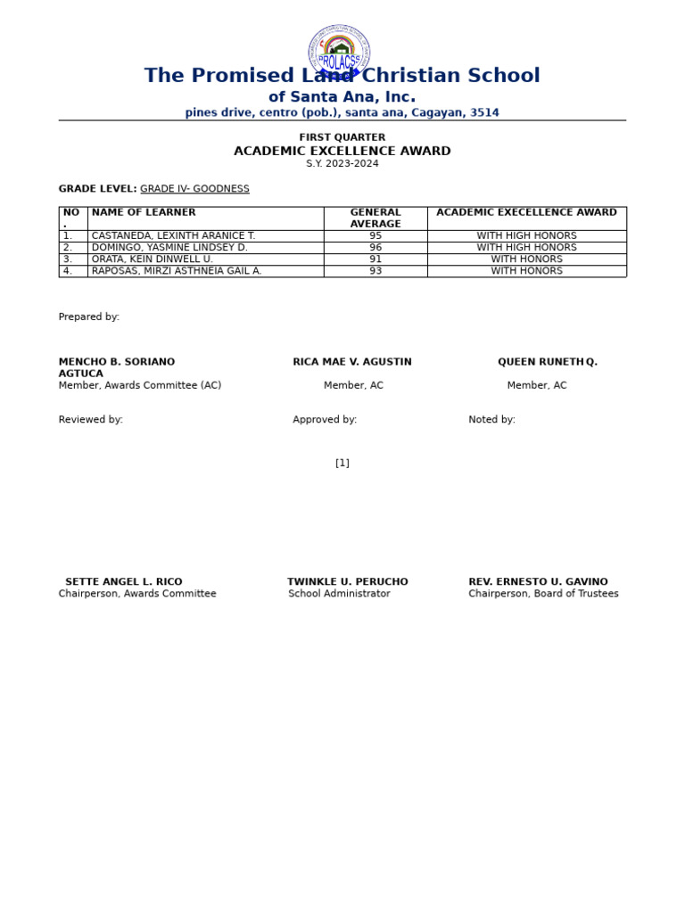 Academic Excellence Award | PDF