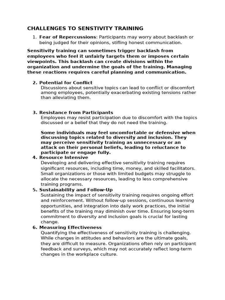 Challenges To Senstivity Training | PDF | Learning | Diversity (Business)