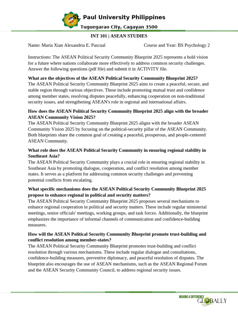 ASEAN Political Security Blueprint 2025 | PDF | International Relations ...