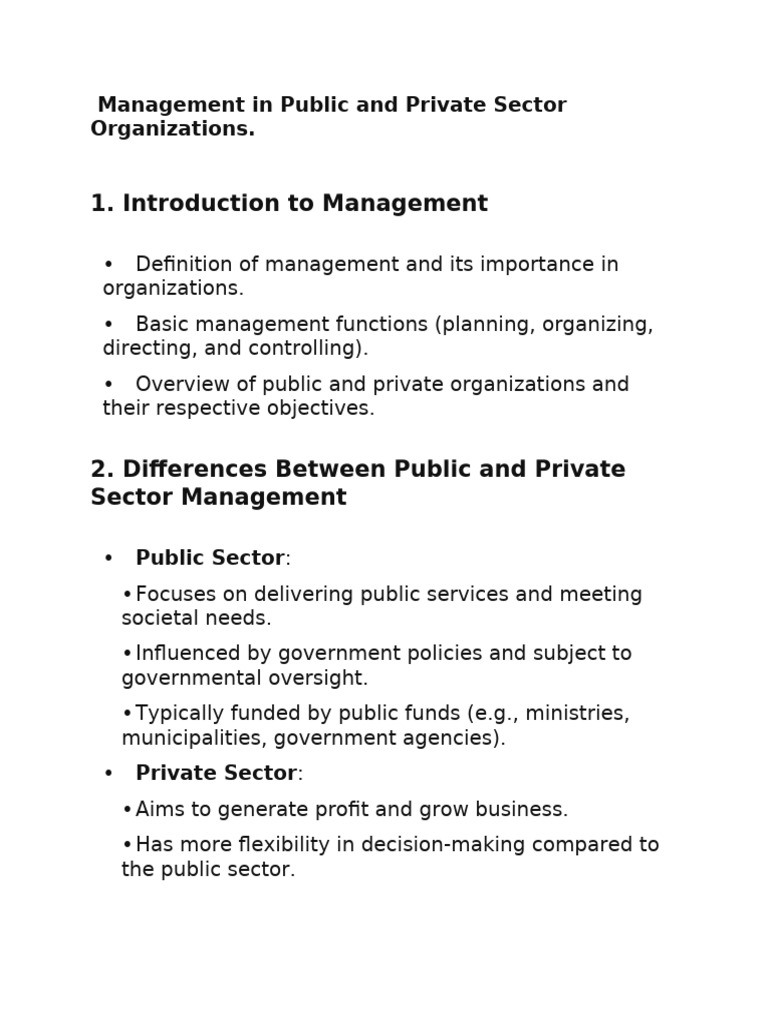 Management in Public vs. Private Sectors | PDF | Leadership | Motivation