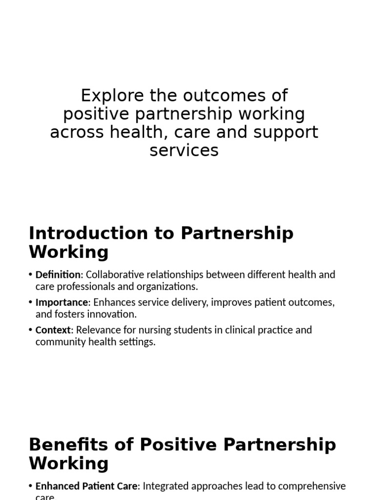 Explore The Outcomes of Positive Partnership Working Across | PDF ...