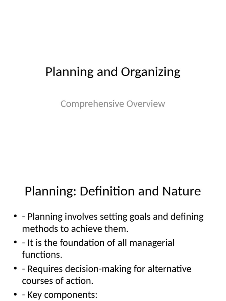 Planning and Organizing Presentation | PDF | Career & Growth | Business
