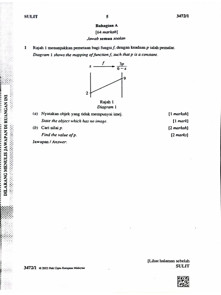 SPM 2022 k1 Add Math SPM 2022 | PDF