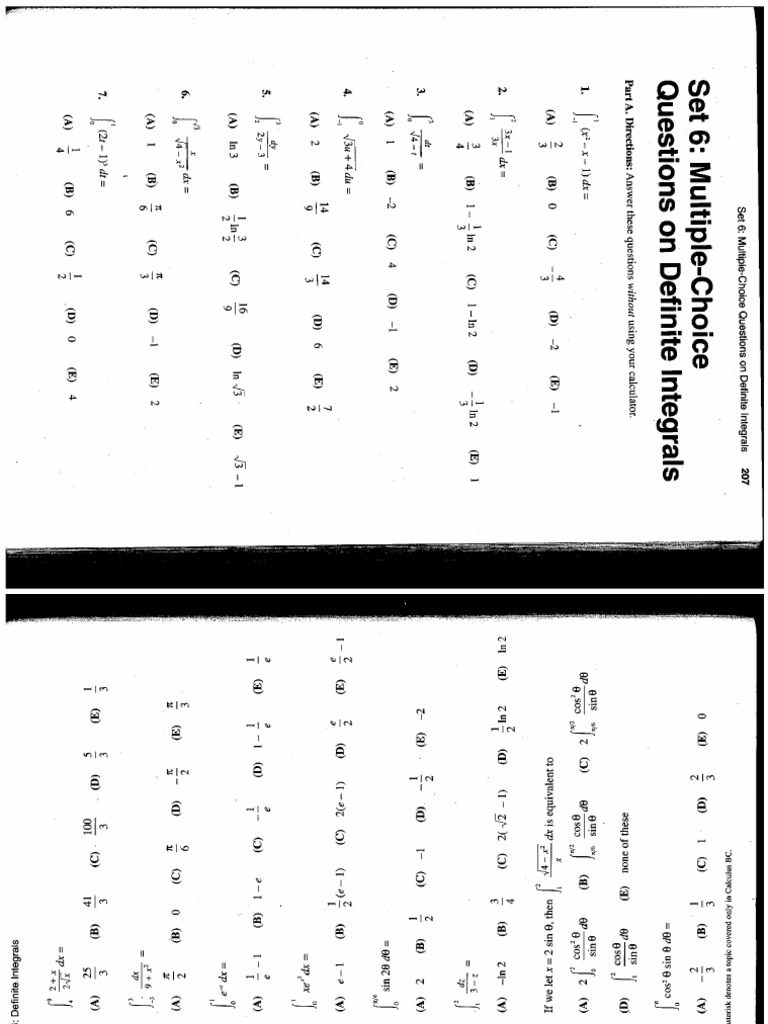 Barrons Set 6 Definite Integrals | PDF