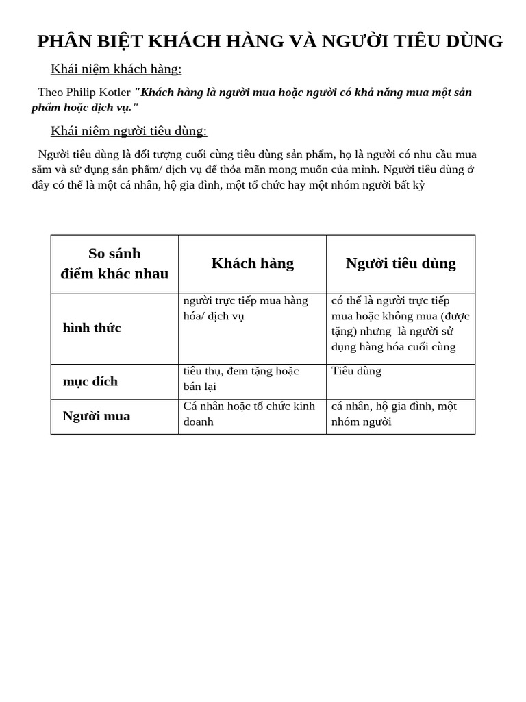 PHÂN BIỆT KHÁCH HÀNG VÀ NGƯỜI TIÊU DÙNG | PDF