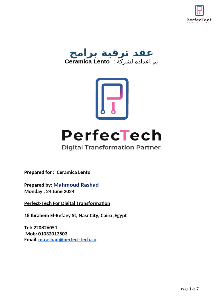 PerfecTech - Contract - Lento Upgrade | PDF