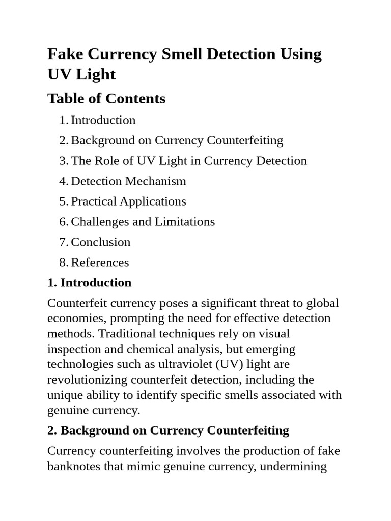 Fake Currency Smell Detection Using UV Light | PDF | Ultraviolet | Odor