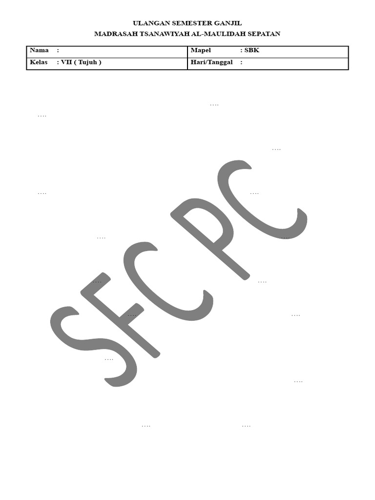 Soal SBK Kls - 7-USG - 25-11-2024 | PDF | Seni