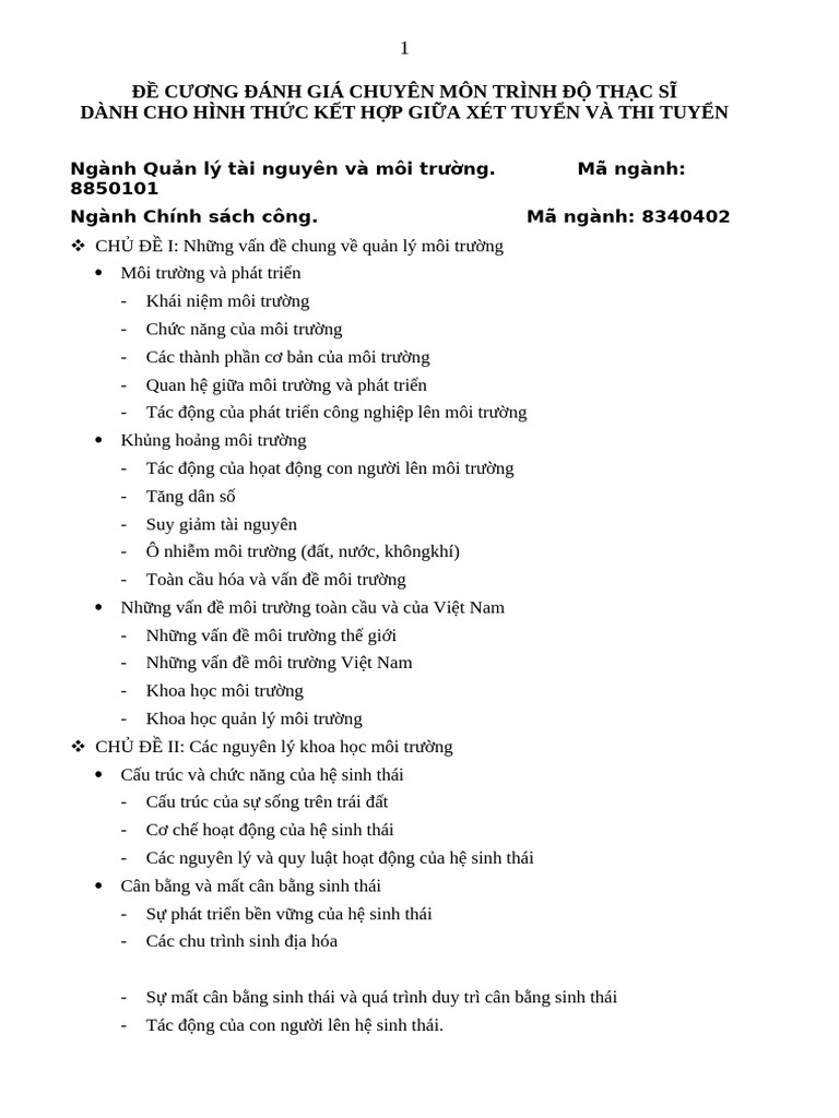 Quan Ly Tai Nguyen MT Chinh Sach Cong | PDF