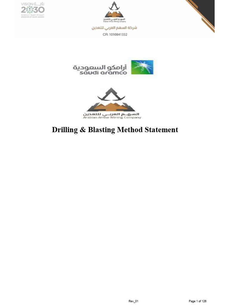 Drilling & Blasting Method Statement: Rev - 01 Page 1 of 126 | PDF | Risk | Risk Assessment