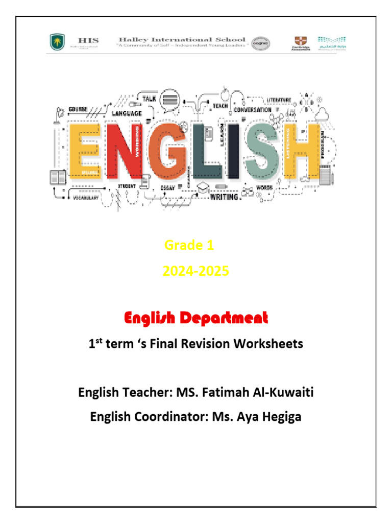 FINAL REVSION GRADE 1 - English - 1st Term | PDF