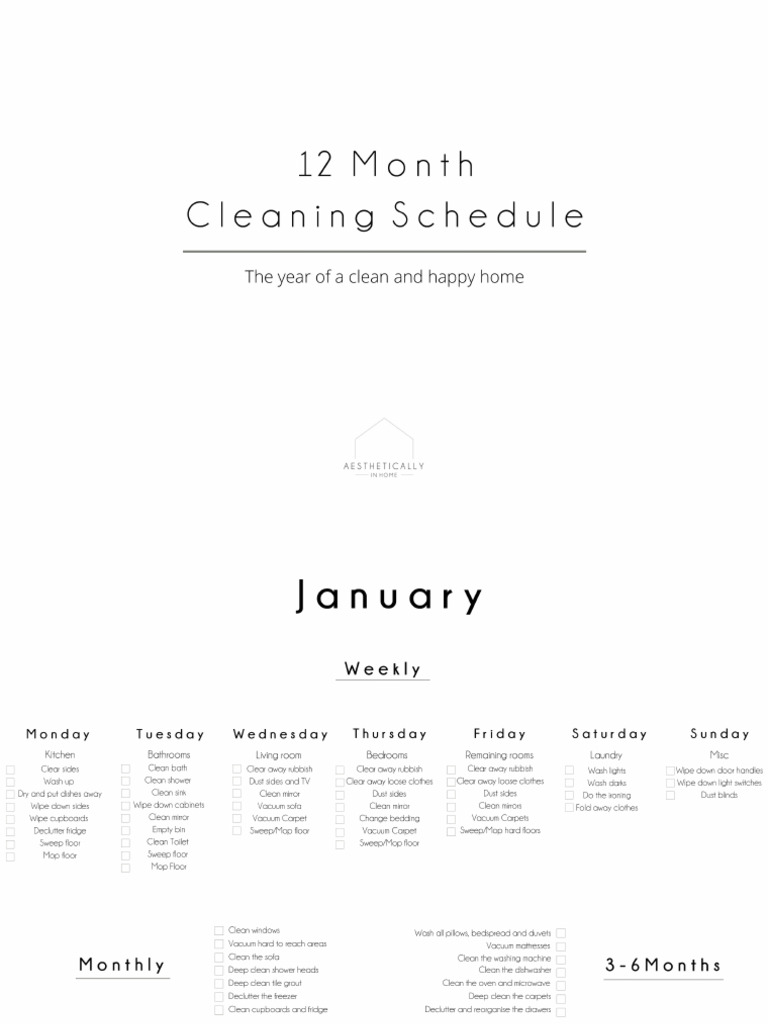 12 Month Cleaning Schedule A4 3 | PDF