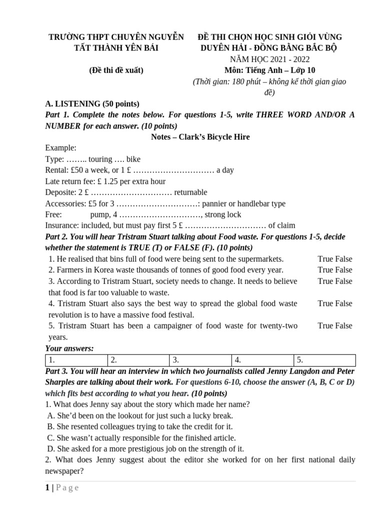 De de Xuat DHBB 06 2022 - Anh10 - Chuyen Yên Bái | PDF | Charles Edward Stuart | James Vi And I