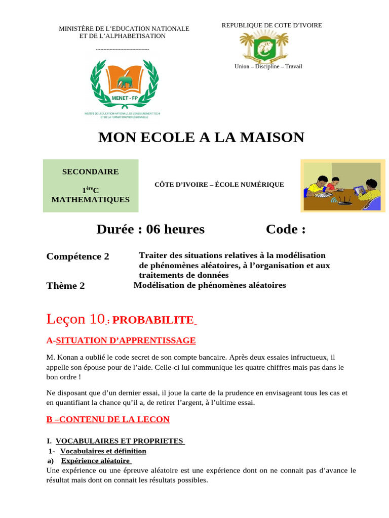 Leçon sur la Probabilité | PDF | Probabilité | Mathématiques