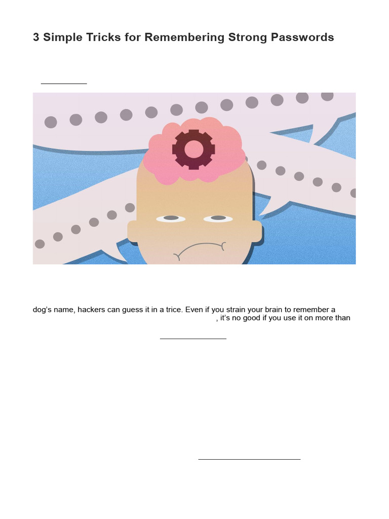 3 Simple Tricks for Remembering Strong Passwords | PDF | Password ...