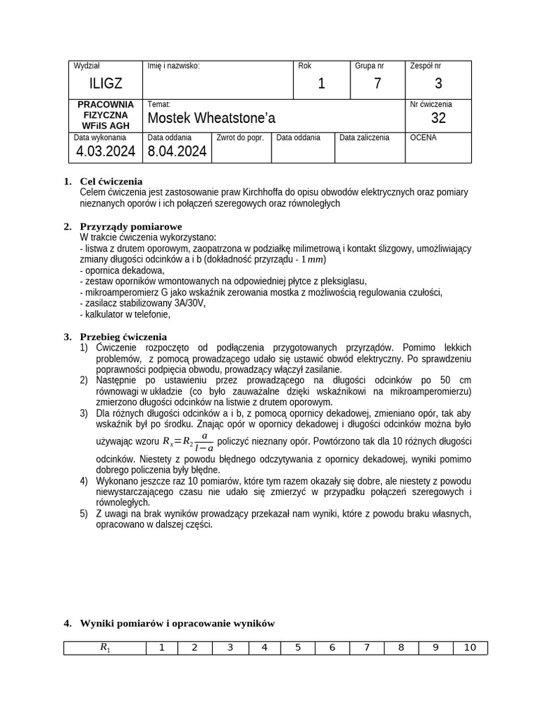 Sprawozdanie 32 | PDF