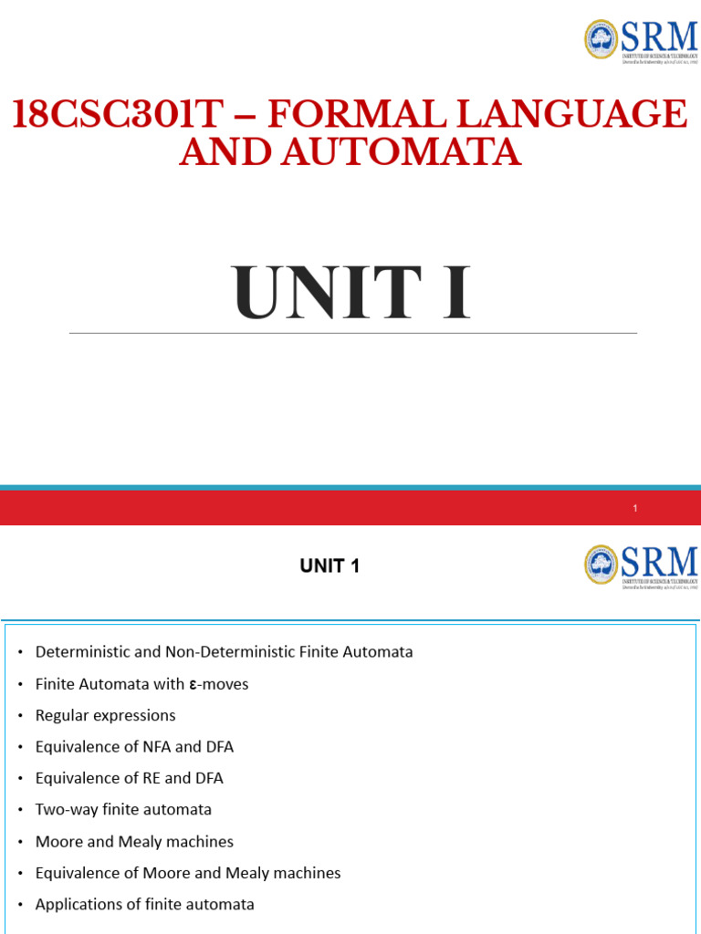 UNIT 1 | PDF | Mathematical Logic | Theory Of Computation