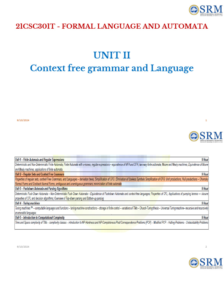 UNIT 2 | PDF | Mathematical Logic | Models Of Computation
