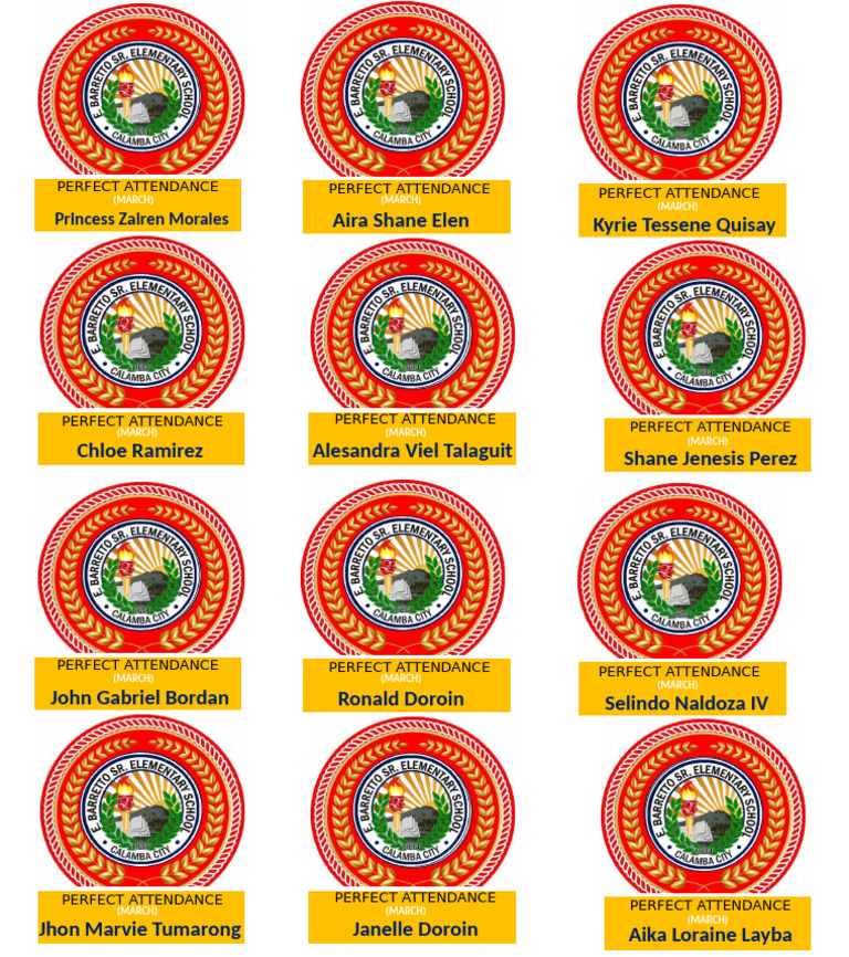 MARCH Perfect Attendance | PDF