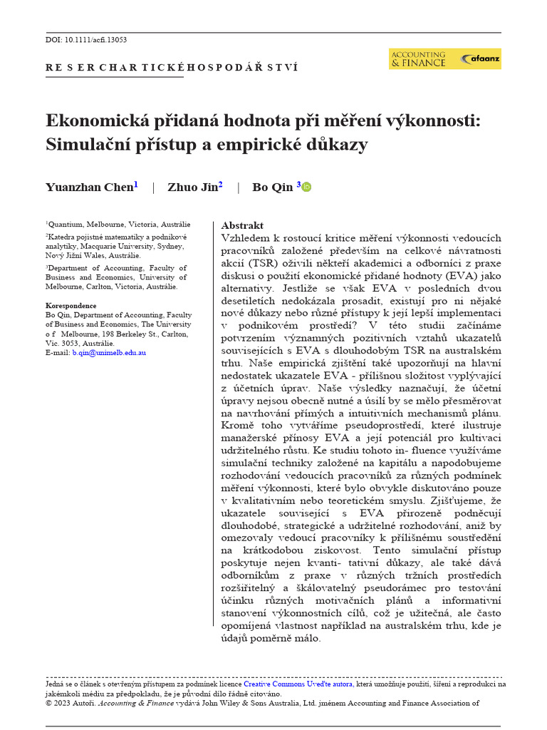 EVA Performance Measurement A Simulation Approach and Empirical Cs | PDF