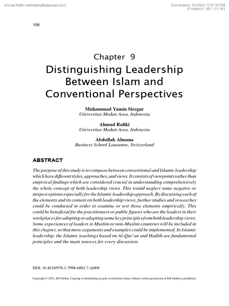 Distinguishing LeadershipBetween Islam and Conventional Perspectives ...