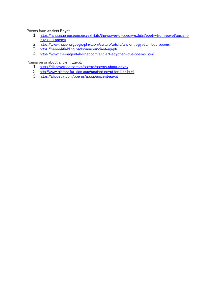 Poems From Ancient Egypt | PDF