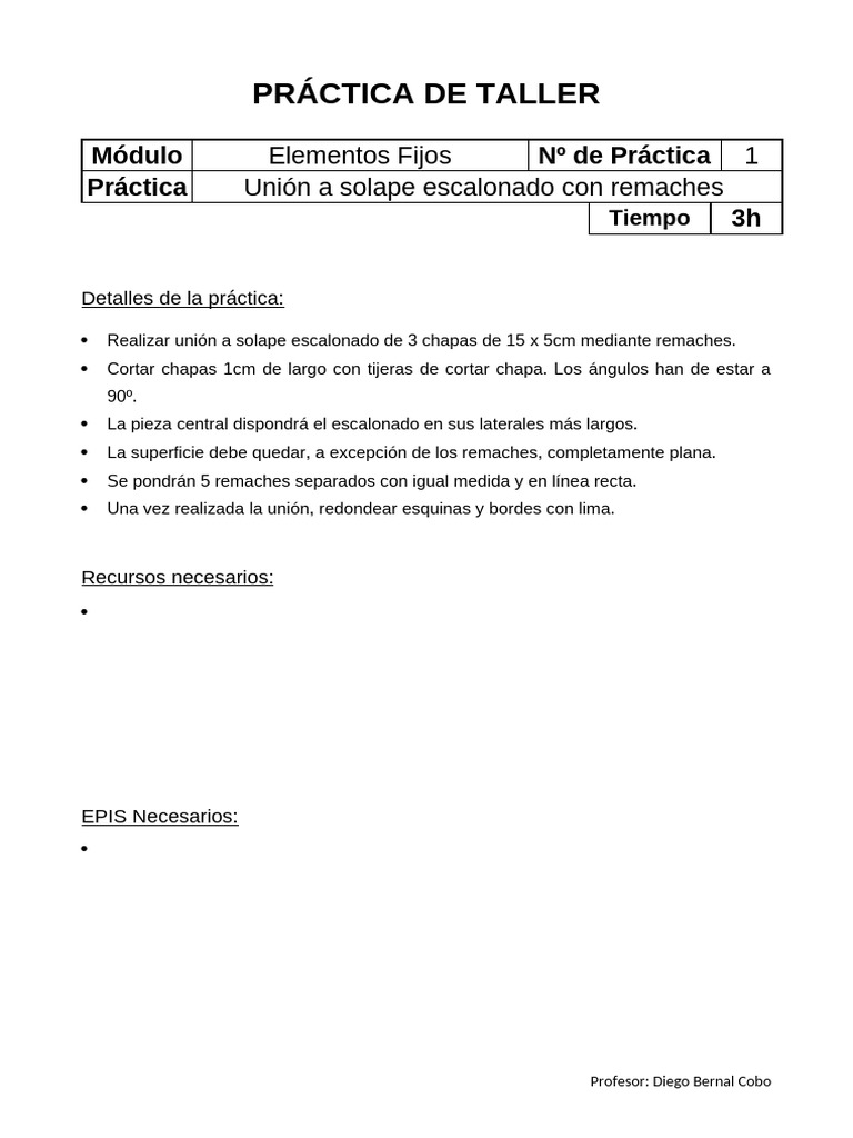 Unión a Solape con Remaches: Guía Práctica | PDF