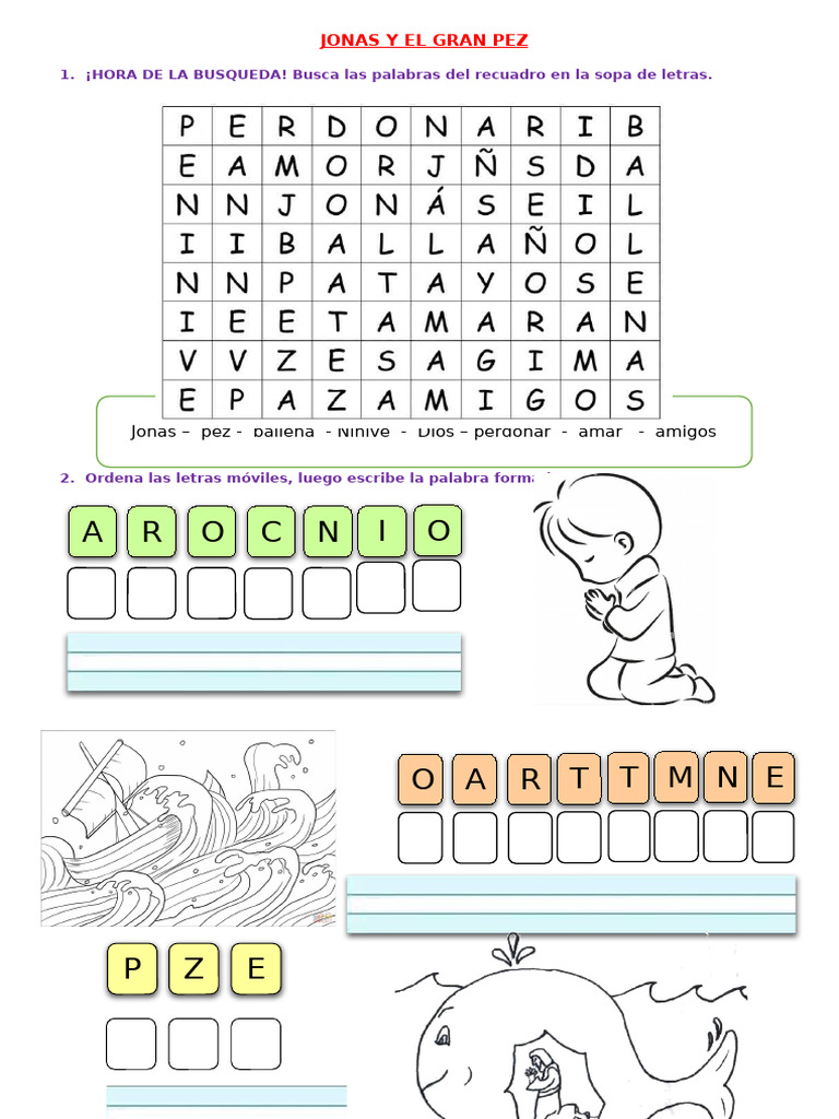 Actividades de Jonás para Niños | PDF | Artes del Lenguaje y ...