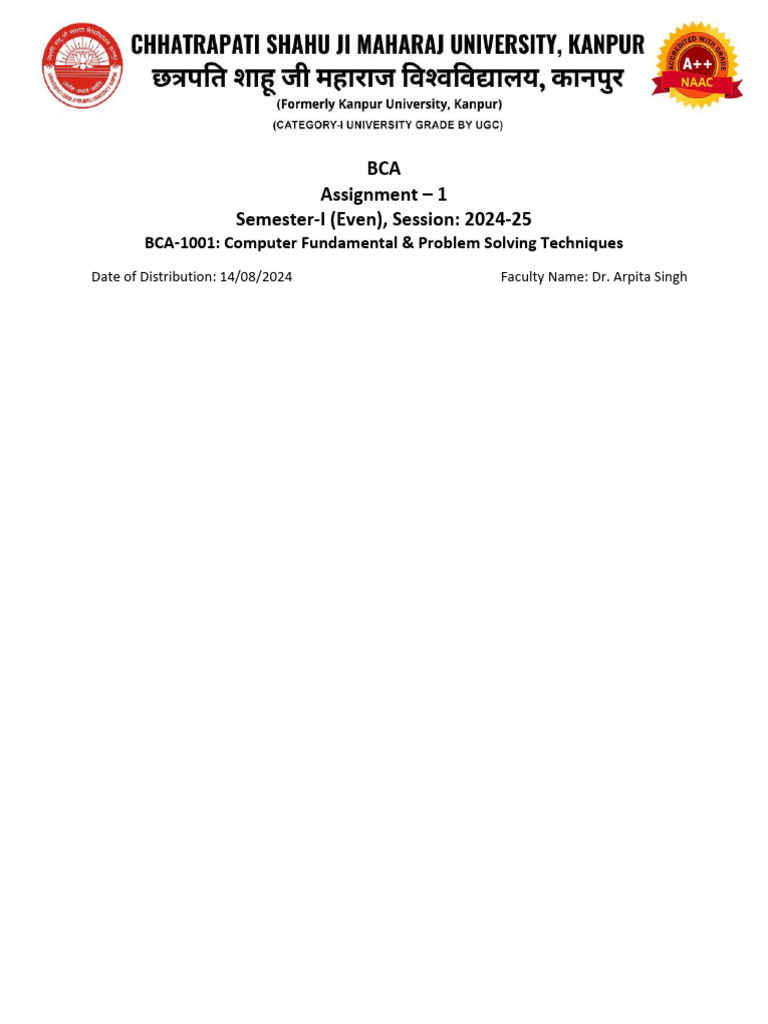 BCA Assignment on Computer Fundamentals | PDF | Teaching Methods ...