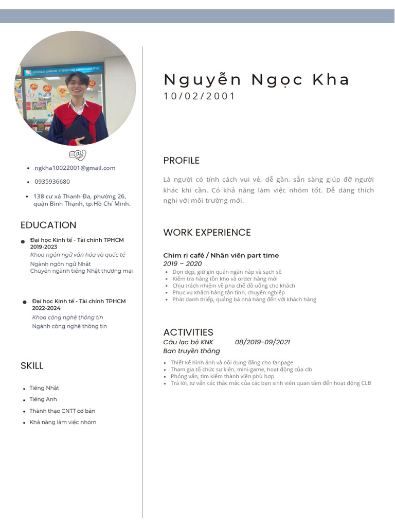 Nguyen Ngoc Kha CV | PDF