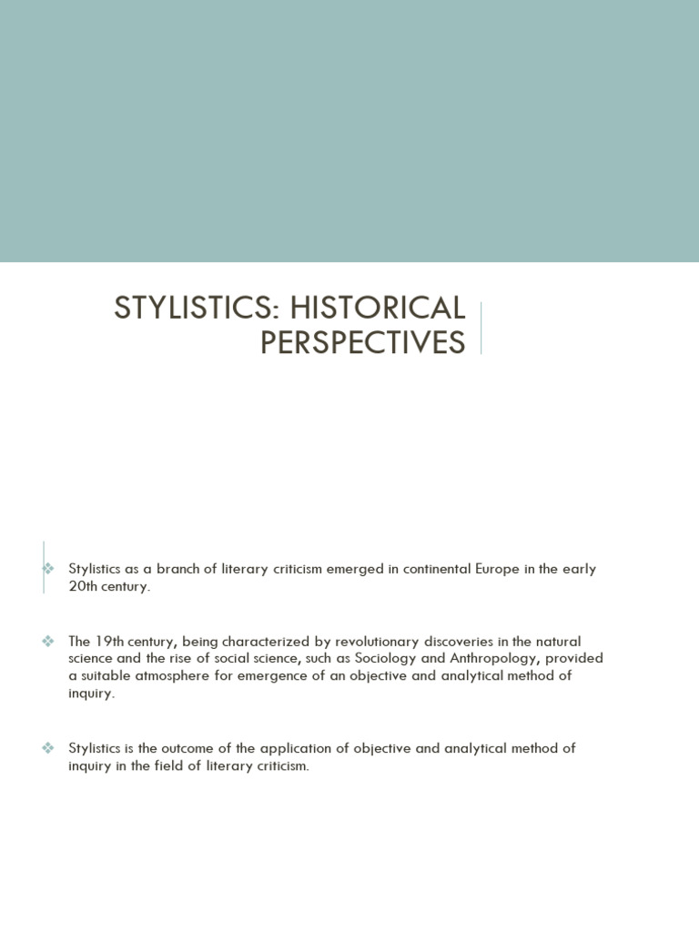 STYLISTICS Historical Perspectives | PDF | Communication | Liberal Arts ...