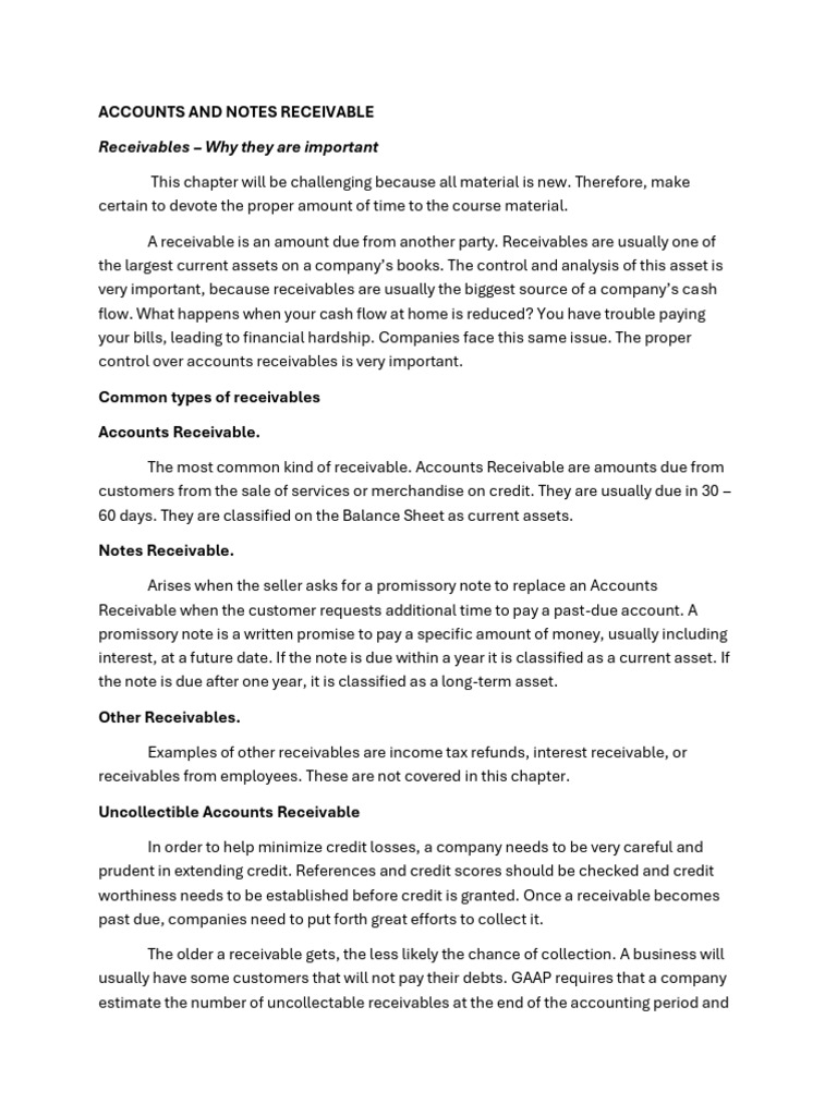 Accounts and Notes Receivable | PDF