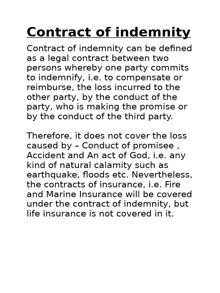 Law Contract Of Indemnity Pdf Limited Liability Partnership