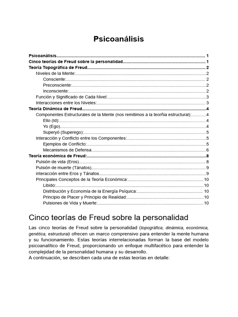 Teorías de Freud sobre la Personalidad | PDF | Carné de identidad | Mente inconsciente