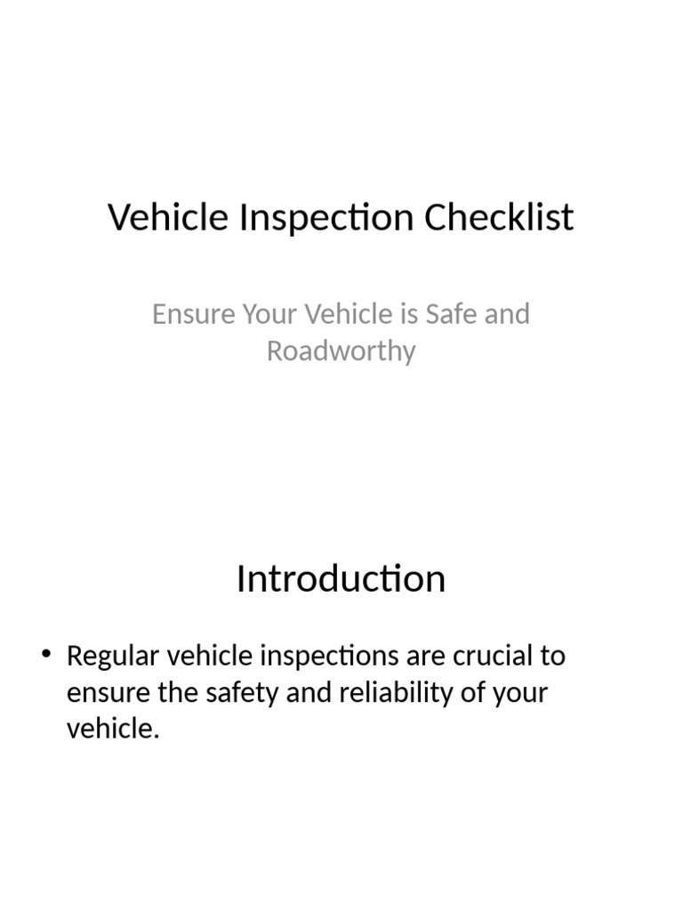 Vehicle Inspection Checklist | PDF