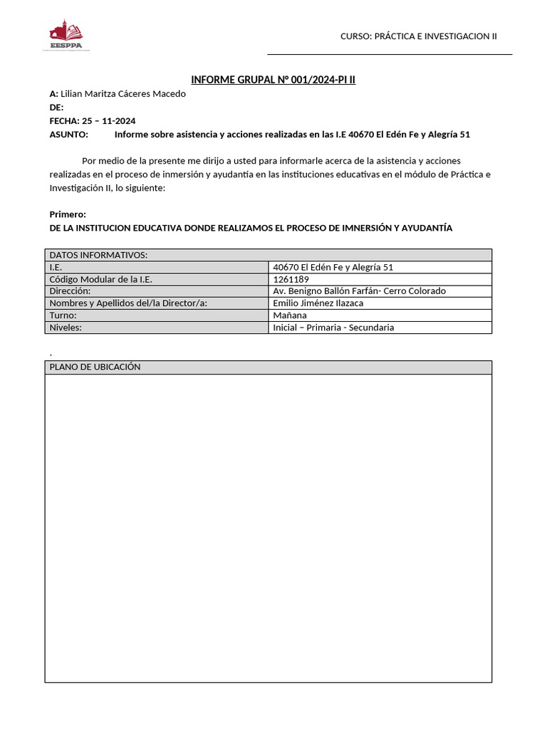 Informe Grupal Pi II Ep Fe y Alegria | PDF