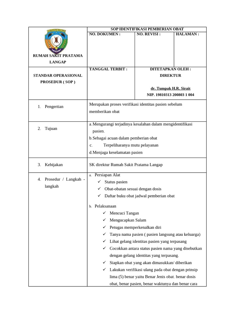 Sop Identifikasi Pemberian Obat | PDF | Pengembangan Diri | Sains & Matematika