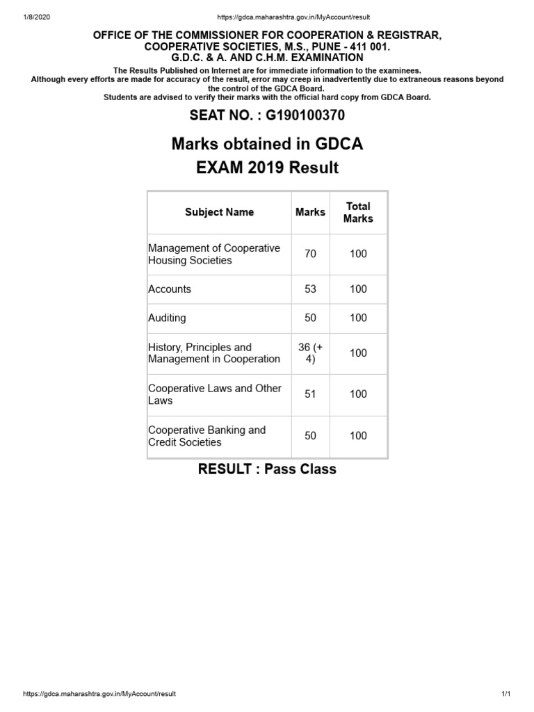 Gdca Result | PDF | Qualifications