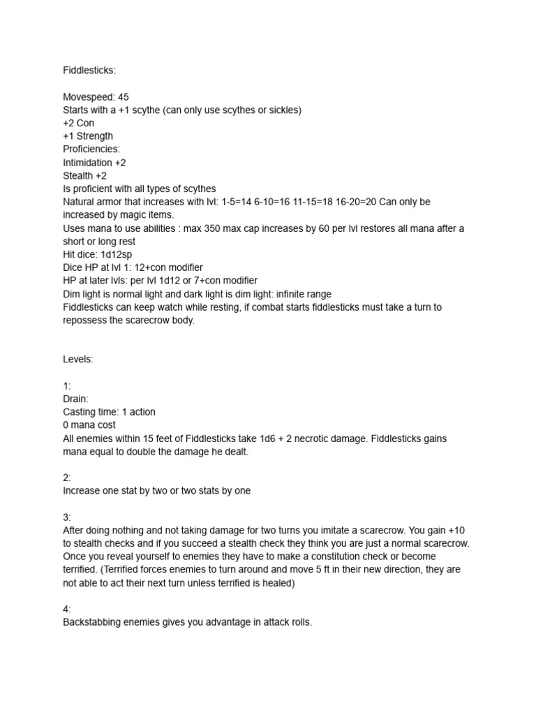 Fiddlesticks dnd | PDF | Gaming | Fantasy Games