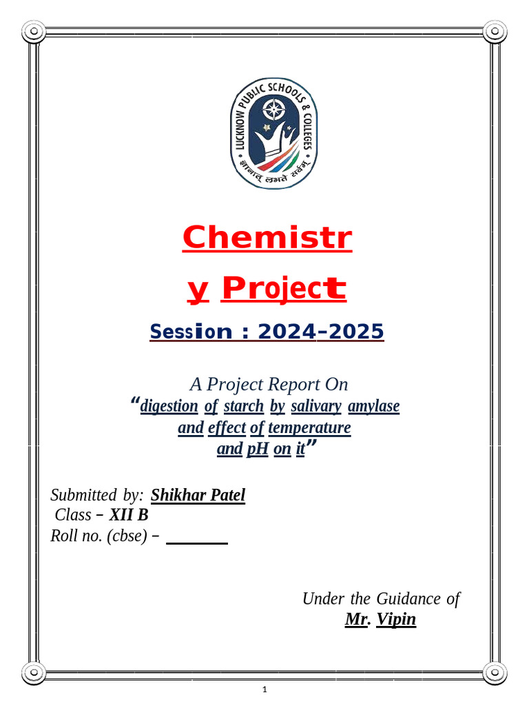 Chemistry Project Class XII 2021 22 Investigatory Project | PDF ...