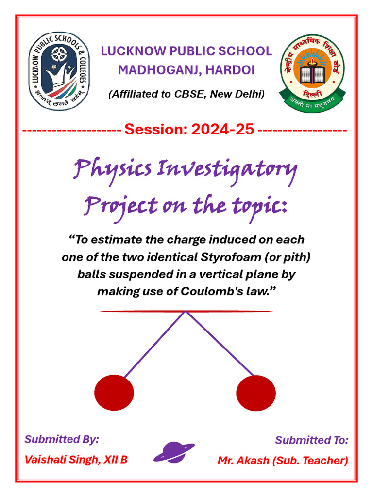 Physics Investigatory Project On The Topic:: Session: 2024-25 | PDF ...