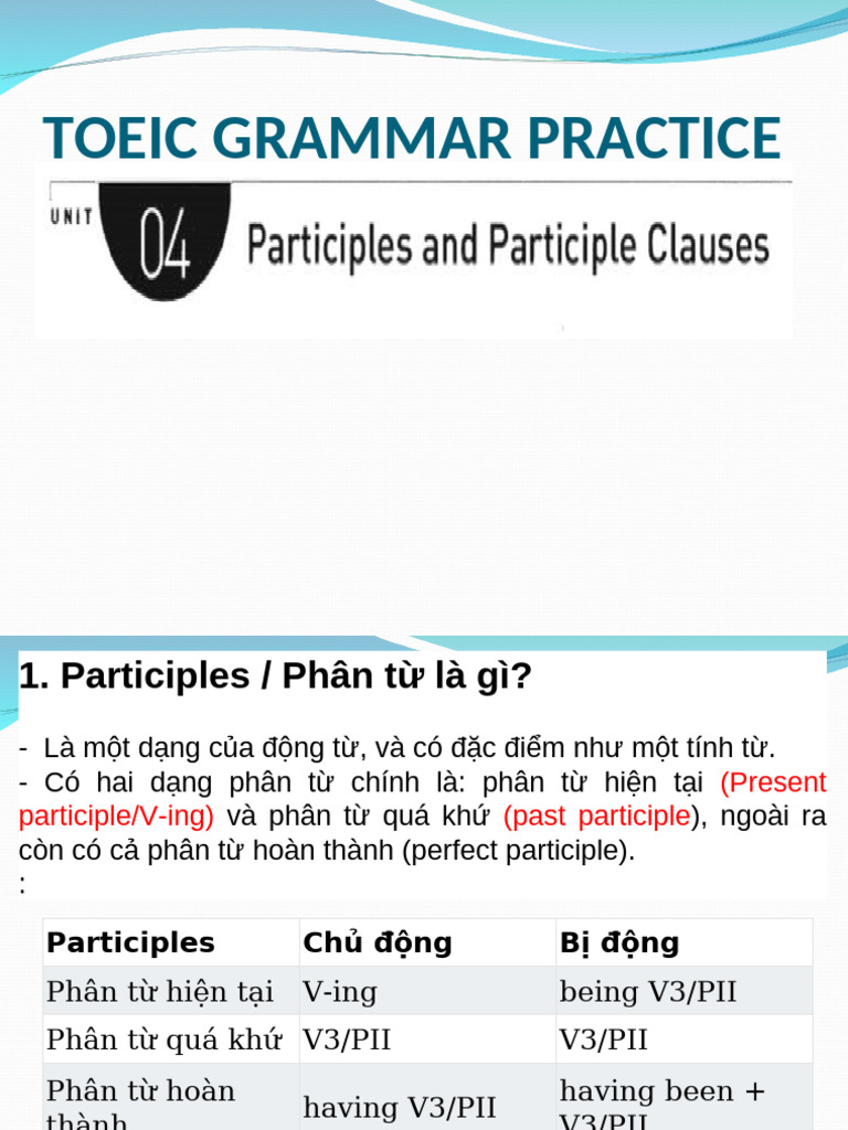 Unit 4 - Participles | PDF
