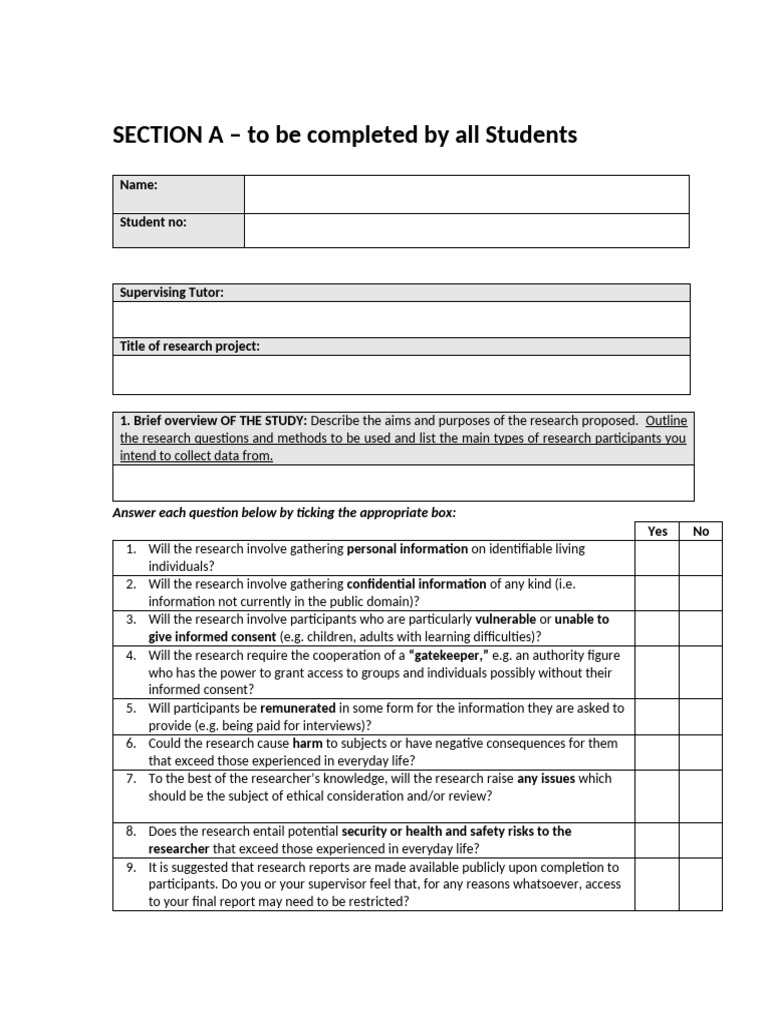Ethical Approval Form | PDF | Informed Consent | Information