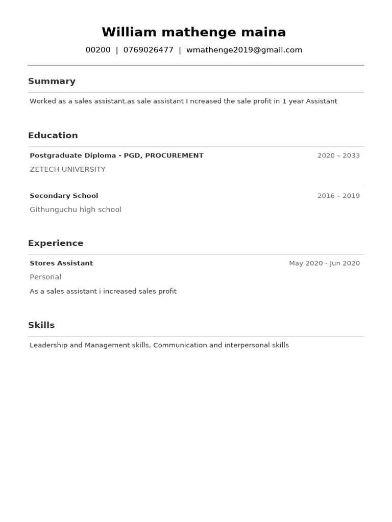 William Mathenge Maina Myjobmag | PDF