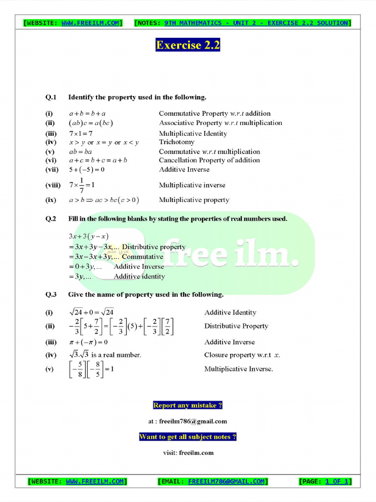 9th Math, CH 2, Ex 2.2 | PDF