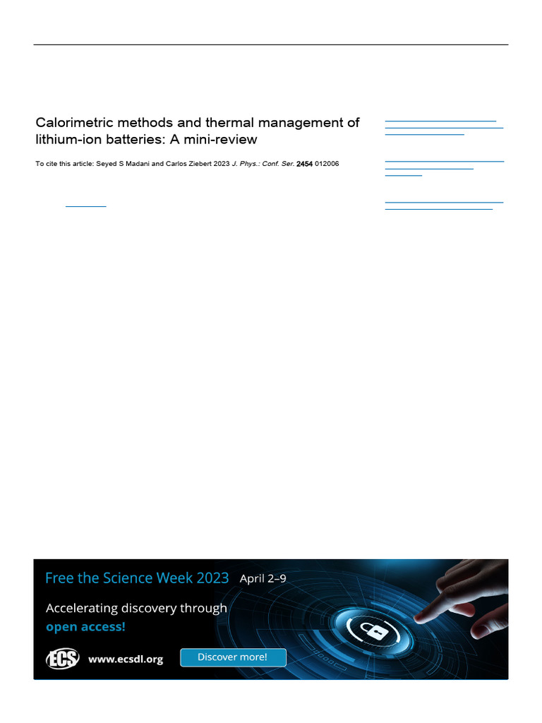 Calorimetric Methods and Thermal Management of Lit | PDF | Lithium Ion ...